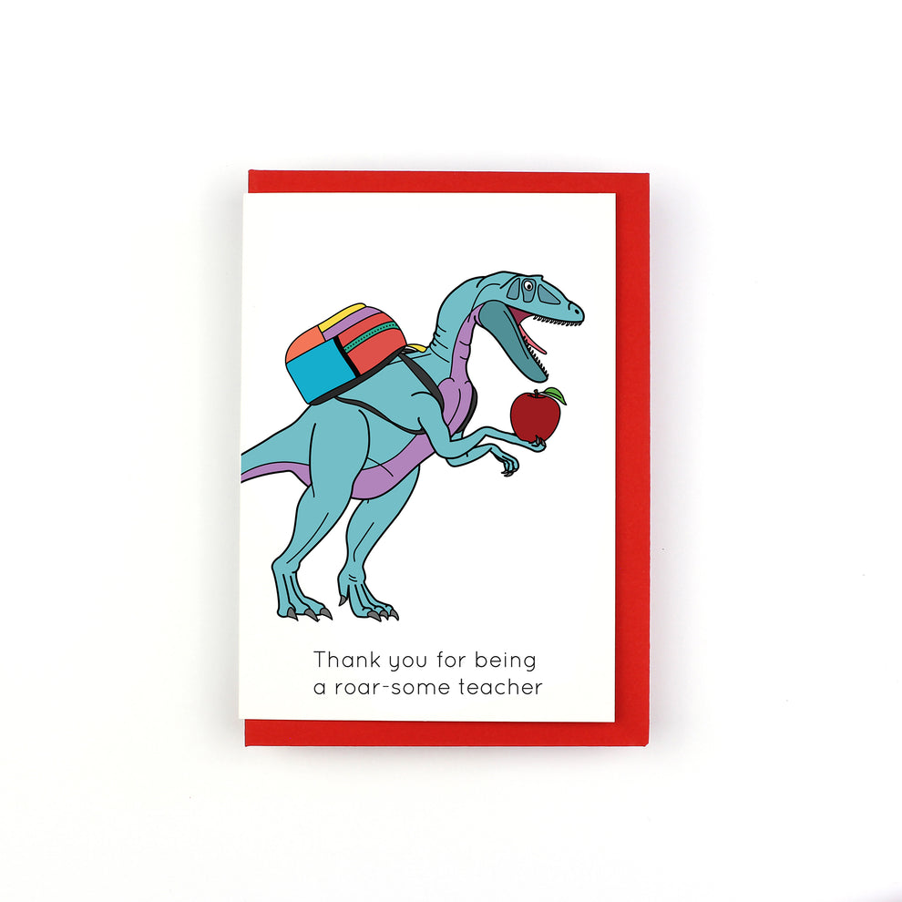 Thank You Teacher Dinosaur Greeting Card – Dinosaurs Doing Stuff