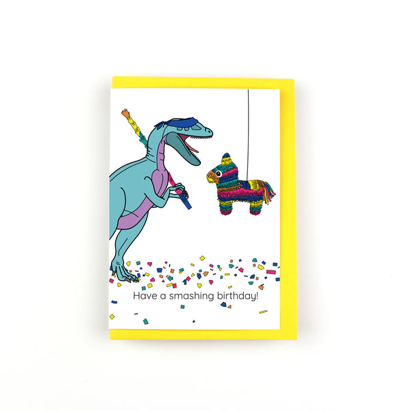 Have a Smashing Birthday Dinosaur Greeting Card – Dinosaurs Doing Stuff