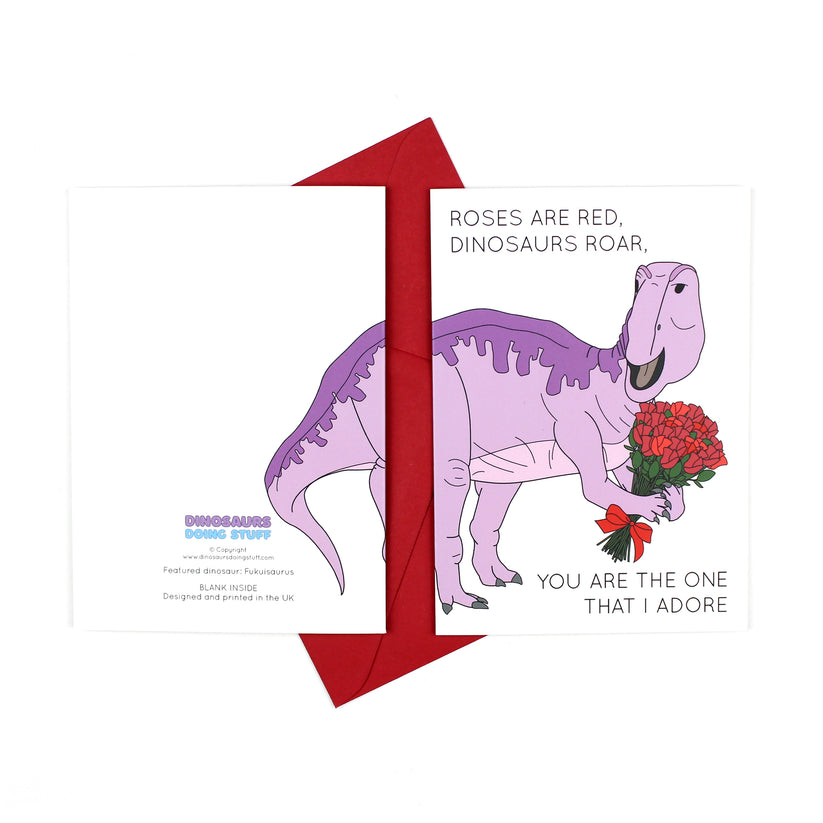Roses Are Red Dinosaurs Valentine's Day Greeting Card – Dinosaurs Doing ...